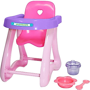 JC Toys Deluxe Doll Accessory Bundle | High Chair, Crib, Bath and Extra Accessories for Dolls up to 11" | Fits 11" La Baby & Other Similar Sized Dolls, Pink (81453)