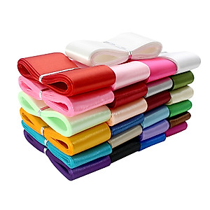 JESEP YONG 1 1/2" Single Face Satin Ribbon Assortment-100 Yards 25 Colors- Fabric Bulk Craft Ribbon for Gift Wrapping, Bow,Craft, Wreath,Binding Blanket (Multi-Color)