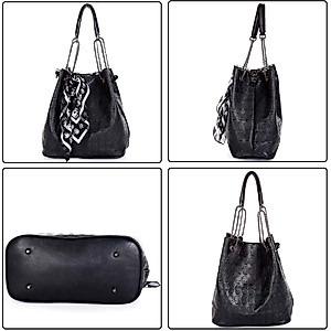 RainboSee Women's 2Pcs Skull Purses and Handbags Punk Tote Top-handle Shoulder Satchels Bag Clutch Black