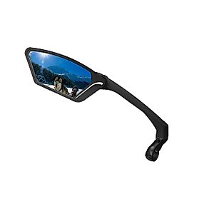 MEACHOW New Scratch Resistant Glass Lens,Handlebar Bike Mirror, Rotatable Safe Rearview Mirror, Bicycle Mirror,(Blue Left Side) ME-010LB