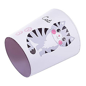 RuiyiF Waste Basket Deskside Decorative Farmhouse Trash Can withoud Lid for Bathroom Kids Room Girls Bedroom Garbage Cans for Kitchen Office Recycling Bin (Cat)