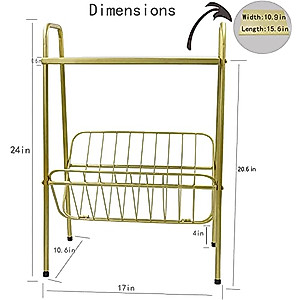 Jbikao Gold End Table Set of 2, Small Nightstand, Slim Side Table, Modern Sofa Bedside Table for Bedroom, Living Room,Rustic