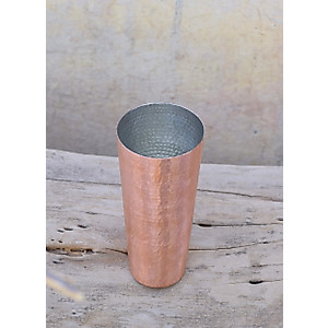 De Kulture Handmade Pure Solid Copper Large Glass Cup Tumbler Drinkware for Milk Water Medicinal Liquid Ice Coffee Ice Tea Cocktail Beer Sake Whiskey Vodka Rum Tequila, 3x 7 (DH) Inches, 600 ml