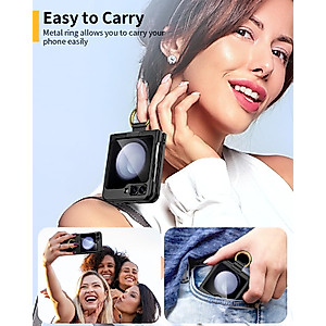Lanhiem for Samsung Galaxy Z Flip 5 Case, [Ring Holder] Hard Protective Heavy Duty Case Full Body Shockproof Phone Ultra Thin Cover for Samsung Galaxy Z Flip 5 - Black