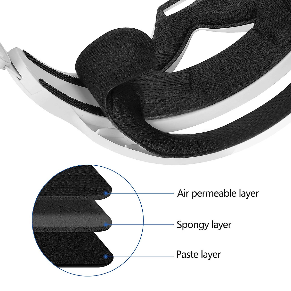 MASiKEN K6 Adjustable Replace Elite Head Strap for Oculus Quest 2, Enhanced Support and Comfort Head Pad Cushion,Reduce Head Pressure,Optimize Interface Fillet and Headstock Angle (White)