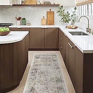 RUGGABLE Sarrah Runner Rug - Perfect Vintage Washable Rug for Entryway Hallway Kitchen - Pet & Child Friendly - Stain & Water Resistant - Hazel 2.5'x7' (Standard Pad)