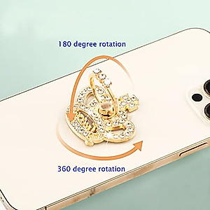 2 Pcs Crown Phone Ring Kickstand, Rhinestones Sparkling Phone Ring Kickstand,360 Degree Rotating Phone Ring Holder,Compatible with Most Mobile Phones