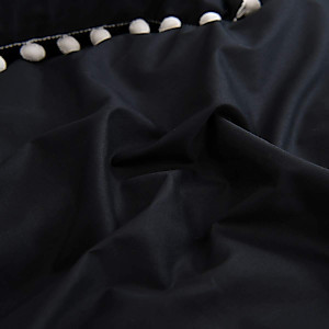 Softta 20x36 Boho Pillow Covers 2 pcs Pompom Pillow Shams Tassel Ruffle Pillowcases Black 100% Cotton Cover King/Cal King (NO Comforter NO Filling)