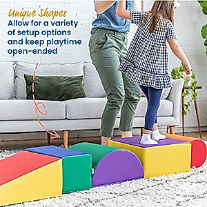 ECR4Kids SoftZone Climb and Crawl Activity Playset, Lightweight Foam Shapes for Climbing, Crawling and Sliding, Safe Foam Playset for Toddlers and Preschoolers, 5-Piece - Assorted