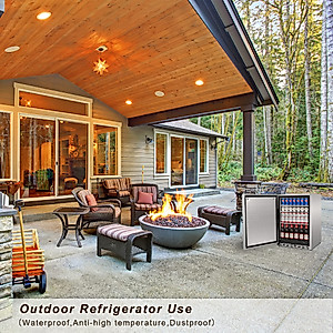 ICEJUNGLE Refrigerator, Single Door, Silver Outdoor Refrigerator 24'' Built-in/Freestanding Compressor Beverage Fridge Refrigerator for Home and Commercial Use