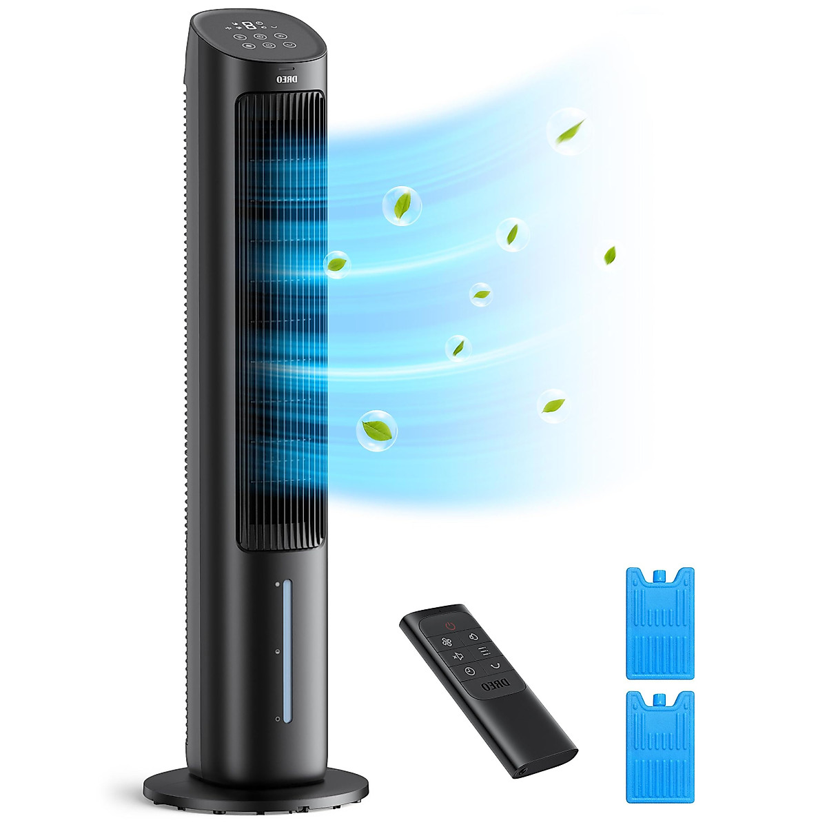 Dreo Tower Fans That Blow Cold Air, 40" Evaporative Air Cooler, Cooling Fan for Bedroom with 80° Oscillating, Remote Control, 3 Modes 4-Speed Quiet Floor Fan, Black