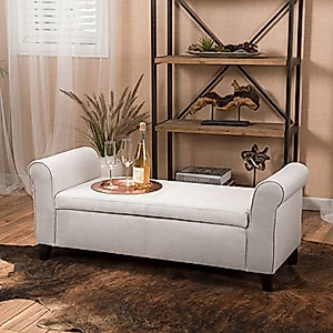 Christopher Knight Home Hayes Armed Fabric Storage Bench, Light Gray