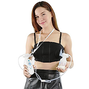 Bellababy Pocket Breast Pump, Closed System Portable and Rechargeable Double Electric Breast Pump, Touch Screen LED Display,Quiet Handheld Pain Free,24mm Detachable Flanges