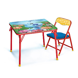 JAKKS Pacific Blue's Clues & You! Junior Table & Chair Set – Folding Childrens Table & Chair Set – Includes 1 Kid Chair with Non-Skid Rubber Feet & Padded Seat – Sturdy Metal Construction