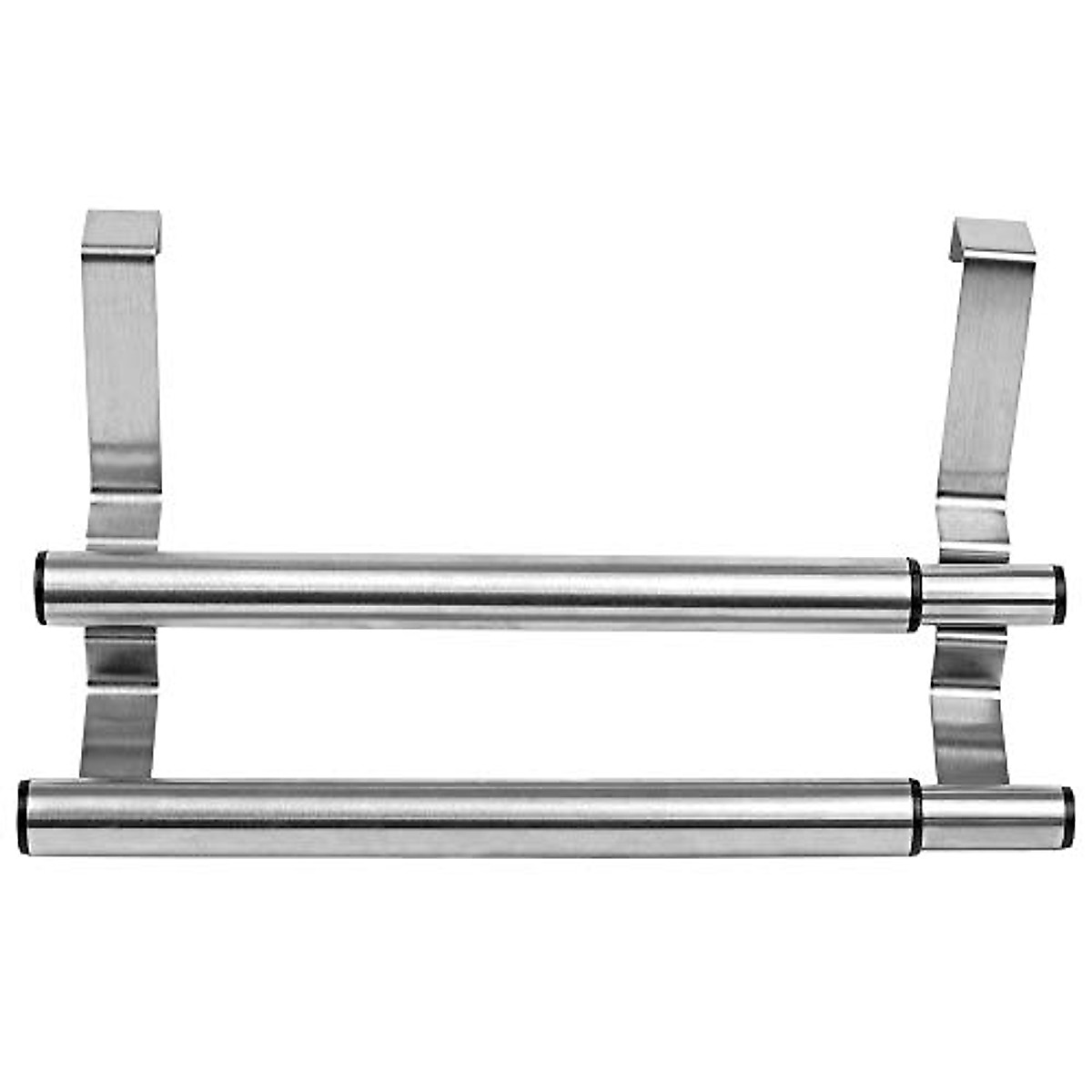 Home Basics Cabinet Door Quick Install Hanging Modern Expandable 2 Tier Steel, Storage and Display Rack for Hand, Dish, and Tea Towels, Chrome