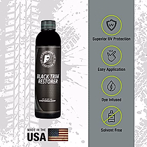 ExoForma Black Trim Restorer - Restores Factory Black to Plastic Trim - Protects Against UV Rays - Unique Dye-Infused Formula Lasts 6+ Months - Helps Conceal Scratches & Scuff Marks - Works in Seconds