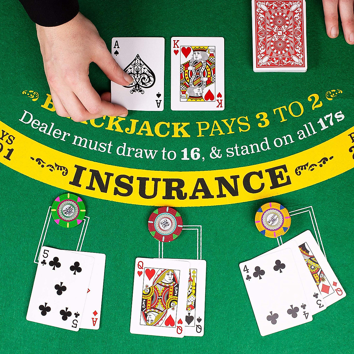 Brybelly Blackjack and Roulette Table Felt | Gaming Mat Perfectly Sized to Fit Most Dining Room Tables | Roll Out Felt for Casino, Gambling Games | Double-Sided Felt for Casual and Entry Level Gamers