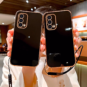 for OnePlus Nord N200 5G Case, N200 Phone Case for Women Electroplating Cute Luxury Bling Aesthetic Trendy Pretty, Full Camera Soft TPU Protection Shockproof Cover for OnePlus Nord N200 5G (Black)