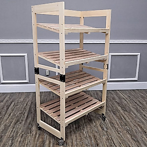 FixtureDisplays® 4-Tier Bakery Bread Rack with Angled Shelves Wooden Display Rack Bread Store Rack 30X18X55" 101143