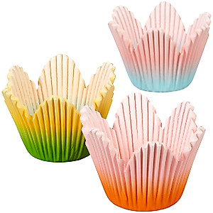 72 Ct Spring Easter Flower Petal Baking Cups Ombre