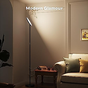 SIBRILLE 36W LED Floor Lamp, Super Bright Standing Lamp, Modern Stepless Dimmable Torchiere Tall Lamp with Remote Control, Rotatable Reading Floor Lamps for Living Room, Bedroom, Office