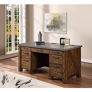 Martin Furniture IMJA680 Double Pedestal Desk, Brown