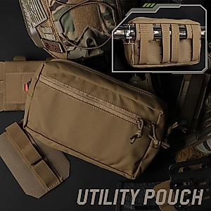 WYNEX Tactical Molle GP Admin Pouch, Molle General Purpose Pouch EDC Molle Utility Tool Pouch Organizer Military Multi Purpose Bag Modular Pouches Cummerbund Belt Pouch with Hook and Loop Insert Panel