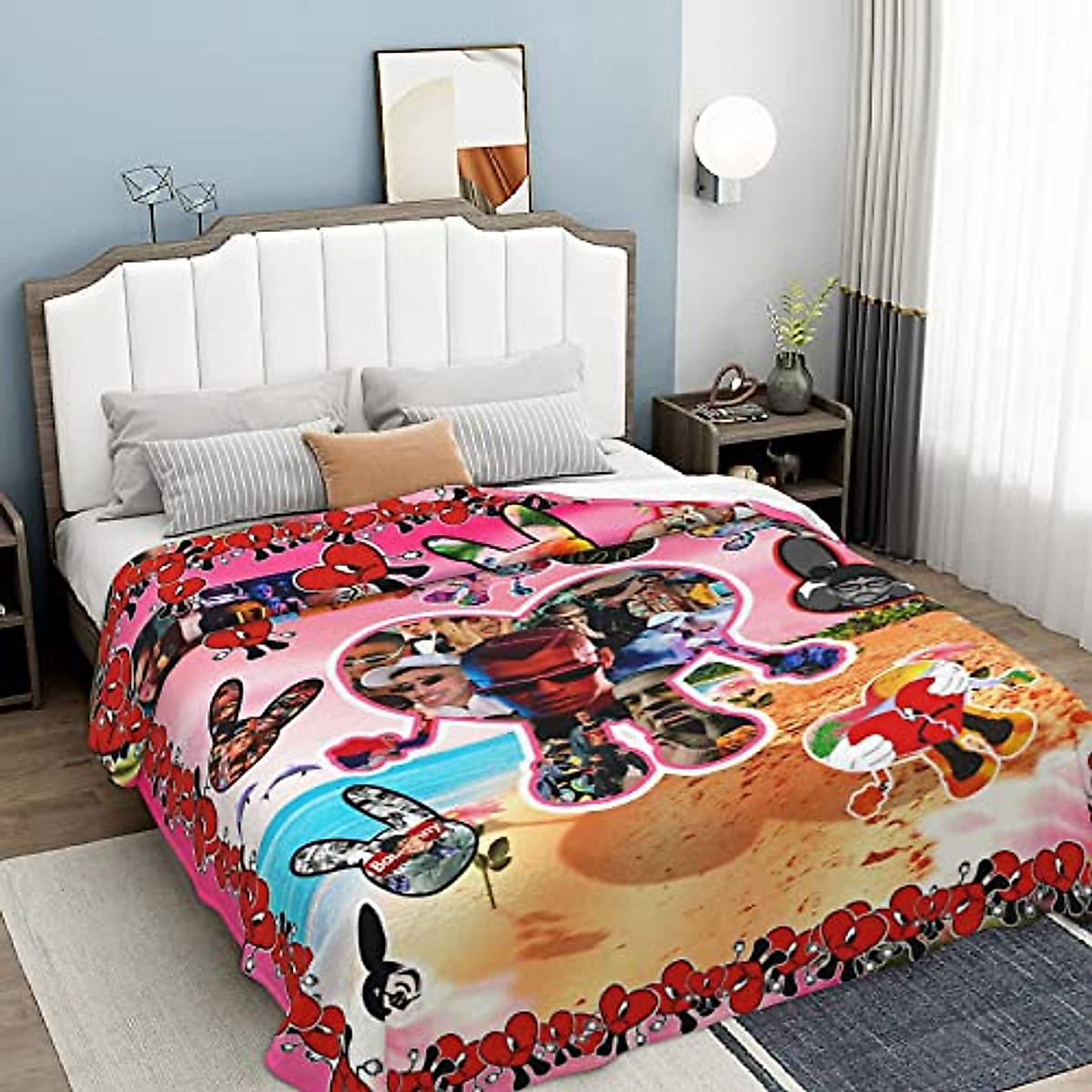 PAPFESPY Bad Blankets Bunny Blanket for Aldult Animes DIY Blanket Throw Blankets, Flannel Fleece Blankets and Throws for Sofa, Queen Size Air Conditioning Blankets 50"x40"