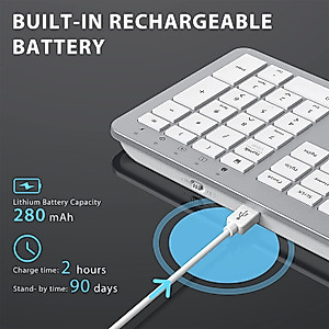iClever GK08 Wireless Keyboard and Mouse - Ultra Slim Keyboard and Mouse Combo, Full Size Design with Number Pad, 2.4G Stable Connection Slim Keyboard and Mouse for Windows, Mac OS Computer (Silver)