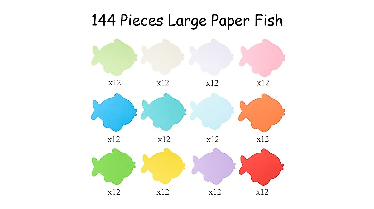 144 Pieces Large Fish Cutouts Paper Fish Shapes Assorted Color Ocean ...