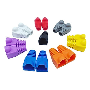 GFORTUN 100pcs RJ45 Cat6 Cat5E Ethernet Cable Snagless End Boots Cap Connector Cover Modular (Black)