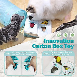 Migipaws Cat Toys, Interactive Cat Toy for Indoor Cats Play Moving Shadow of Butterfly Feather Project on Cat Tunnel, Cardboard Box Toys, Rechargeable