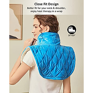 Heating Pad, Weighted Heating Pad for Neck and Shoulder Pain Relief, 2.7lb Electric Heated Neck Shoulder Wrap for Deep Pressure Heat Therapy， 8 Heat Settings， 12 Auto-Off with Countdown