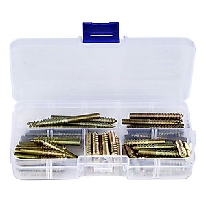 80Pcs M5 Dowel Screw Double Ended Screws Self-Tapping Threaded Bolts Hanger Bolts Studs