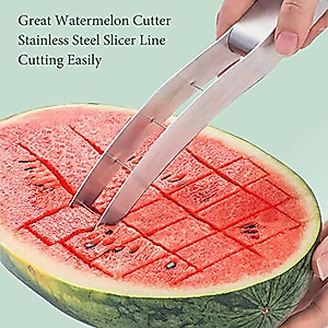 Watermelon Slicer Choxila,Stainless Steel Watermelon Cutter Cool Watermelon Knife Fun Watermelon Cutting Tool with 2PCS Forks