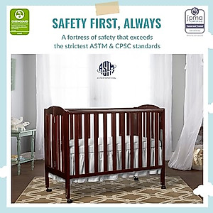 Dream On Me 3 in 1 Portable Folding Stationary Side Crib in Espresso, Greenguard Gold Certified , 41x26x40 Inch (Pack of 1)