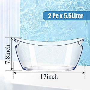 Ice Bucket 2 PCS,Acrylic Ice Buckets for Parties, Mimosa Bar Supplies Beverage Tub and Scoops for Champagne Beer Sparkling Wine Cocktails（5.5L）Extra Large Model (Clear)
