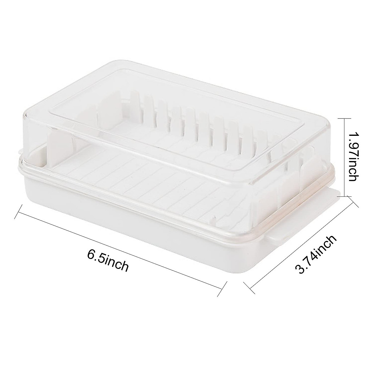 payanwin Butter Keeper, Butter Divider Storage Box Cheese Storage Butter Dish with Lid, No Mess Lid, Plastic, Dishwasher Safe (White)