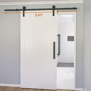 DOEWORKS 5 FT Sliding Barn Door Hardware Kit with Handle, Single 30" Wide Wood Door Hardware Closet Track Kit Set, DIY Barn Door