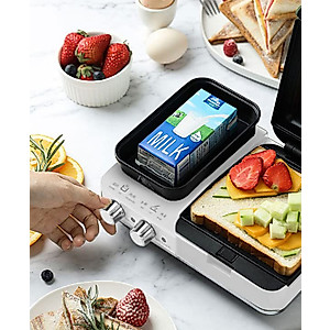 Joydeem 4-in-1 Breakfast Station, Multifunctional Breakfast Maker, Sandwich Maker with Egg Boiler, Panini Press Grill , Waffle Maker & Steamer, 2 Individual Portions, Nonstick,1000W, White