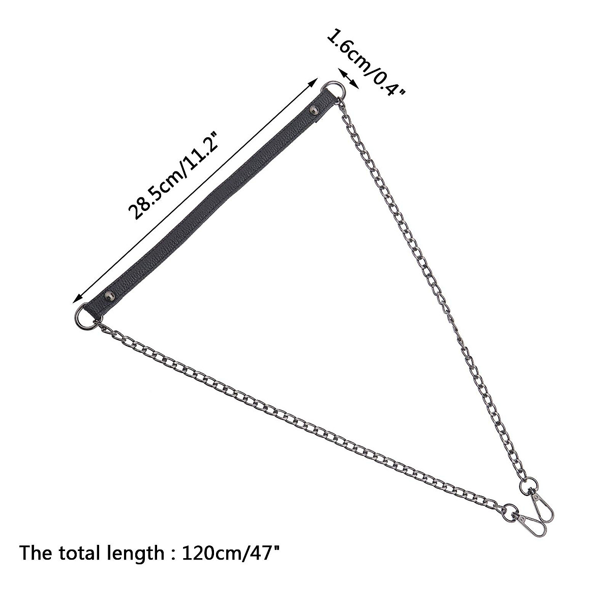 Purse Chain Strap, Slim Black Leather Wrist Strap Replacement for Handbag Shoulder Cross Body Bag - 47 Inch