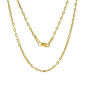 JEWELHEART 14K Real Gold Link Chain Necklace - 2mm Diamond Cut Cable Chain - Dainty 14K Yellow Gold Necklace For Women with Lobster Clasp 16"