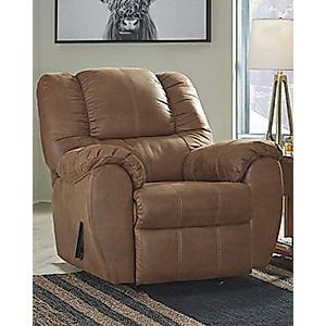Signature Design by Ashley McGann Faux Leather Oversized Manual Rocker Recliner, Light Brown