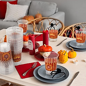 TURSTIN 60 Pieces Halloween Horror Circus Party Cups 16 oz Disposable Plastic Cups Creepy Carnival Party Decorations Horror Clown Cups for Circus Themed Party Halloween Party Supplies