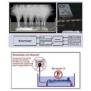 High Eagle 6 Head Ultrasonic Mist Maker Fogger, Mist Fogger Air Humidifier 304 Stainless Steel with Transformer for Scenic Agriculture Greenhouse Hydroponics Garden Lawn Pond