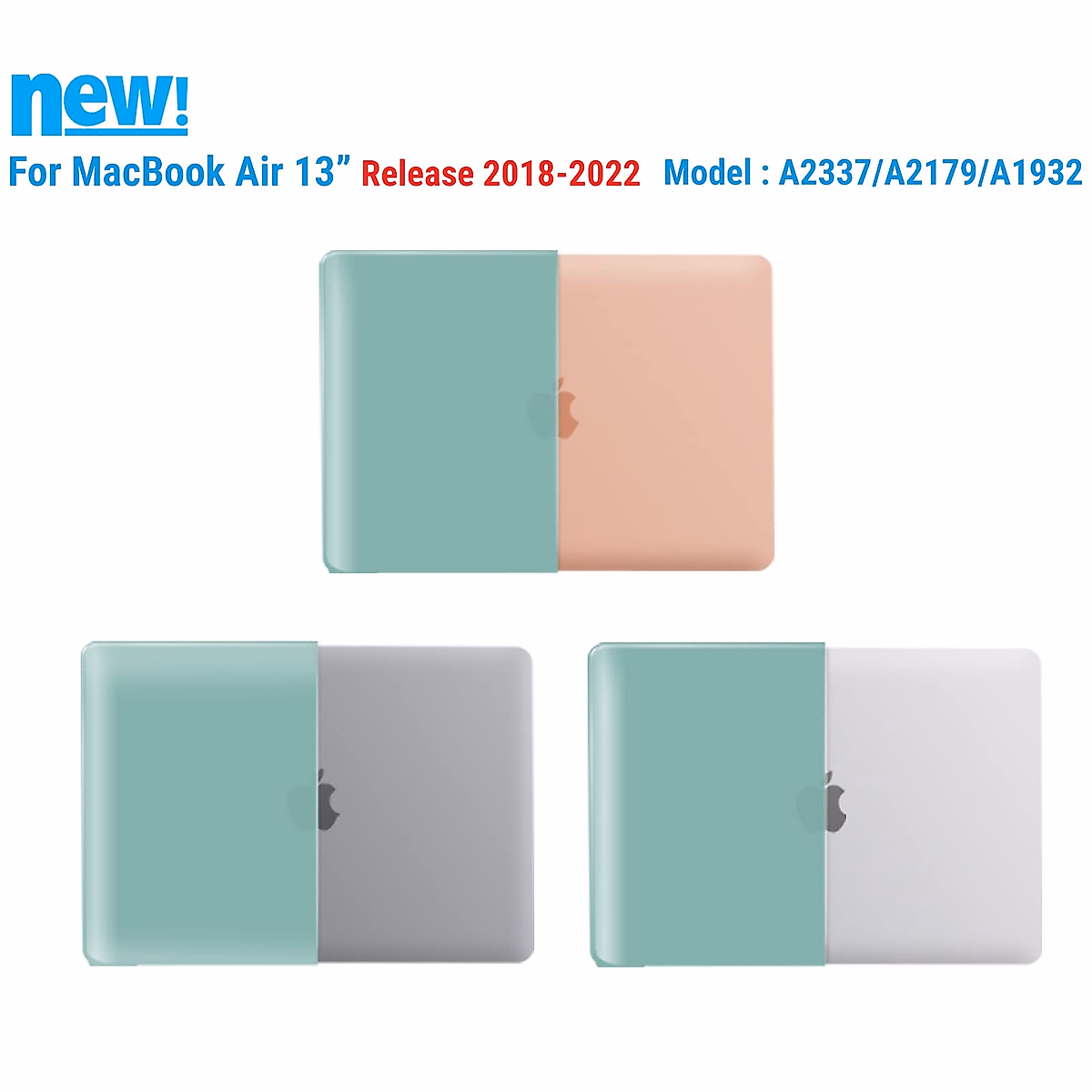 IBENZER Compatible with New MacBook Air 13 inch case 2022 2021 2020 M1 A2337 A2179 A1932, Hard Shell Case&Keyboard Cover&Screen Film for Mac Air 13 with Touch ID (2018-2022), Green, AT13GN+2