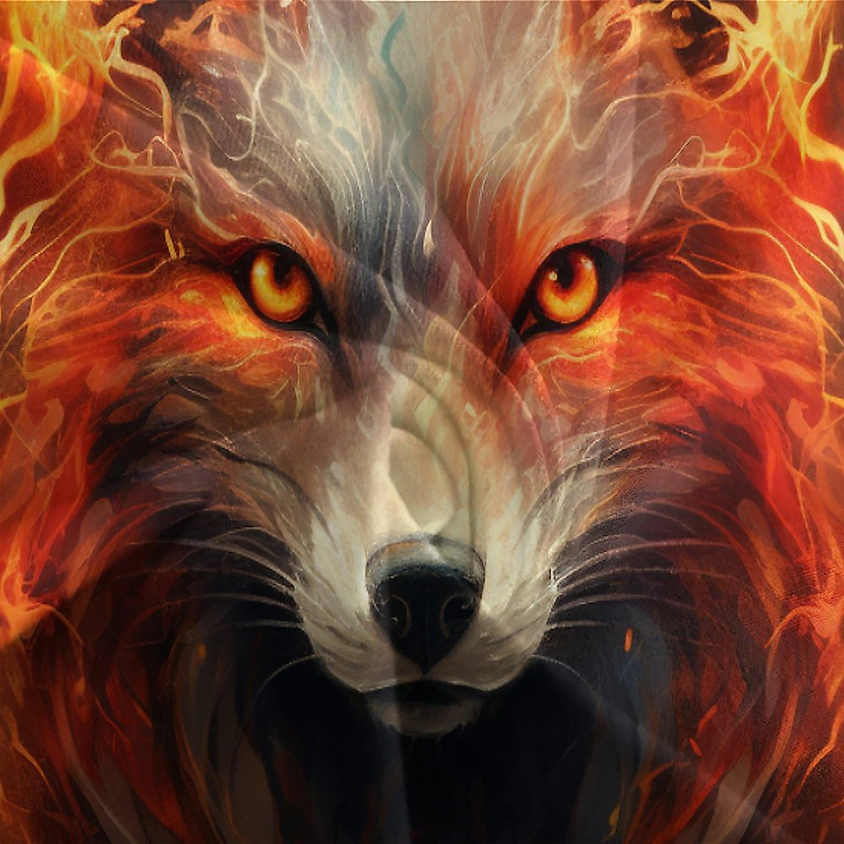 Fox Comforter Covers Quilt Cover 3D Print Fire Duvet Cover for Teens and Adults with Zipper Closure Bedding Set Soft Microfiber with Pillow Cases 2 Pieces Twin（173x218cm）