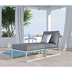 Elle Decor Modern Mirabelle Outdoor Patio Modular Furniture Collection, White or Gold Frame, Ottoman, White