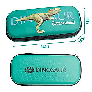 T-rex Triceratops Pencil Case for Boys 3D Noctilucent Cool Tyrannosaurus Dinosaurs EVA Pen Pouch Stationery Box Anti-Shock for School Students Boy Teens
