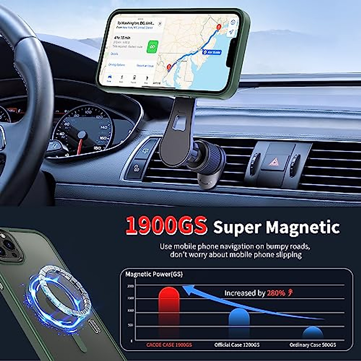 CACOE Magnetic Case for iPhone 14 Pro 6.1 inch-Compatible with MagSafe & Magnetic Car Phone Mount,Anti-Fingerprint TPU Thin Phone Cases Cover Protective Shockproof (Dark Green)